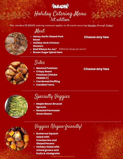 Paradise Ice Cream menu in Springfield, Virginia, USA