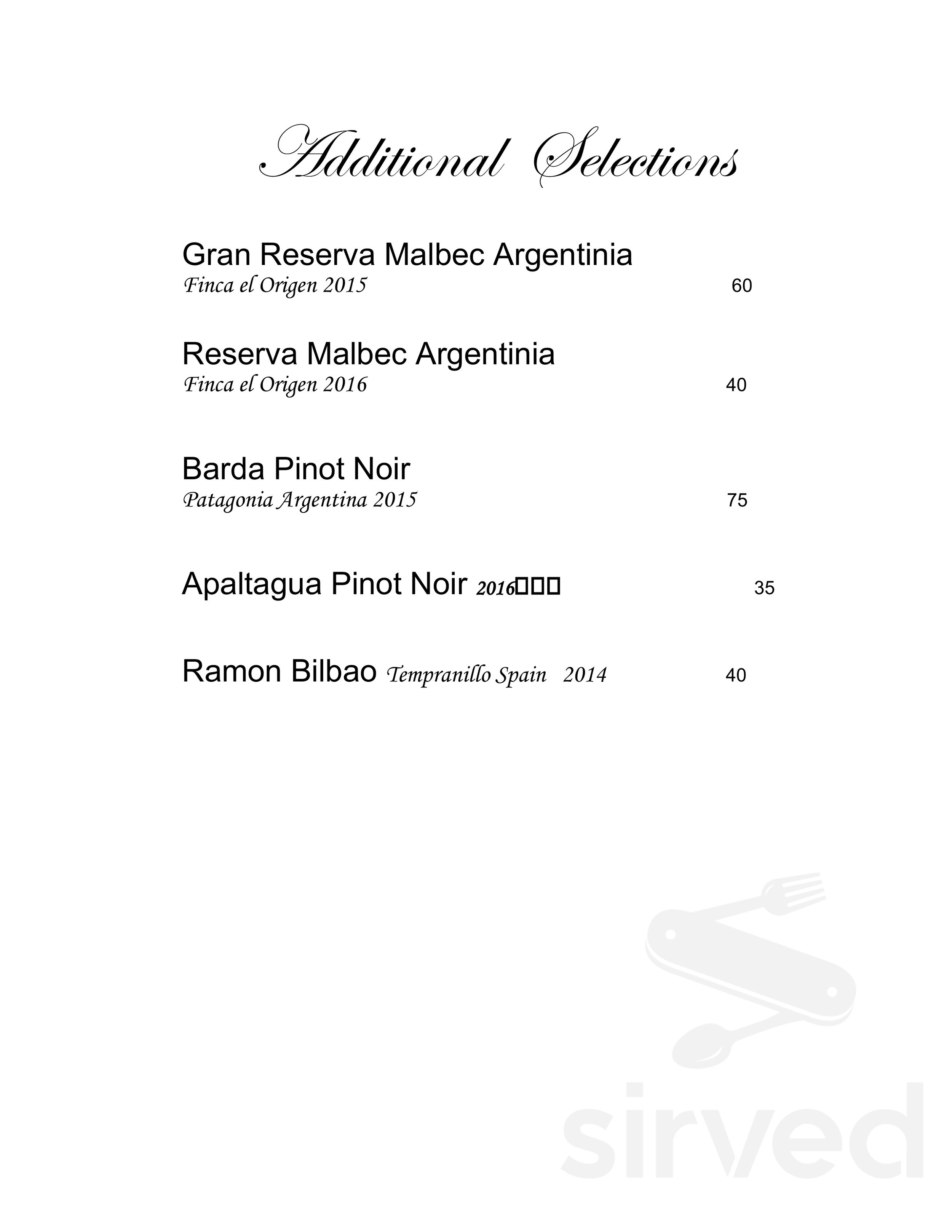 Bellissimo Restaurant menu in Fairfax, Virginia, USA