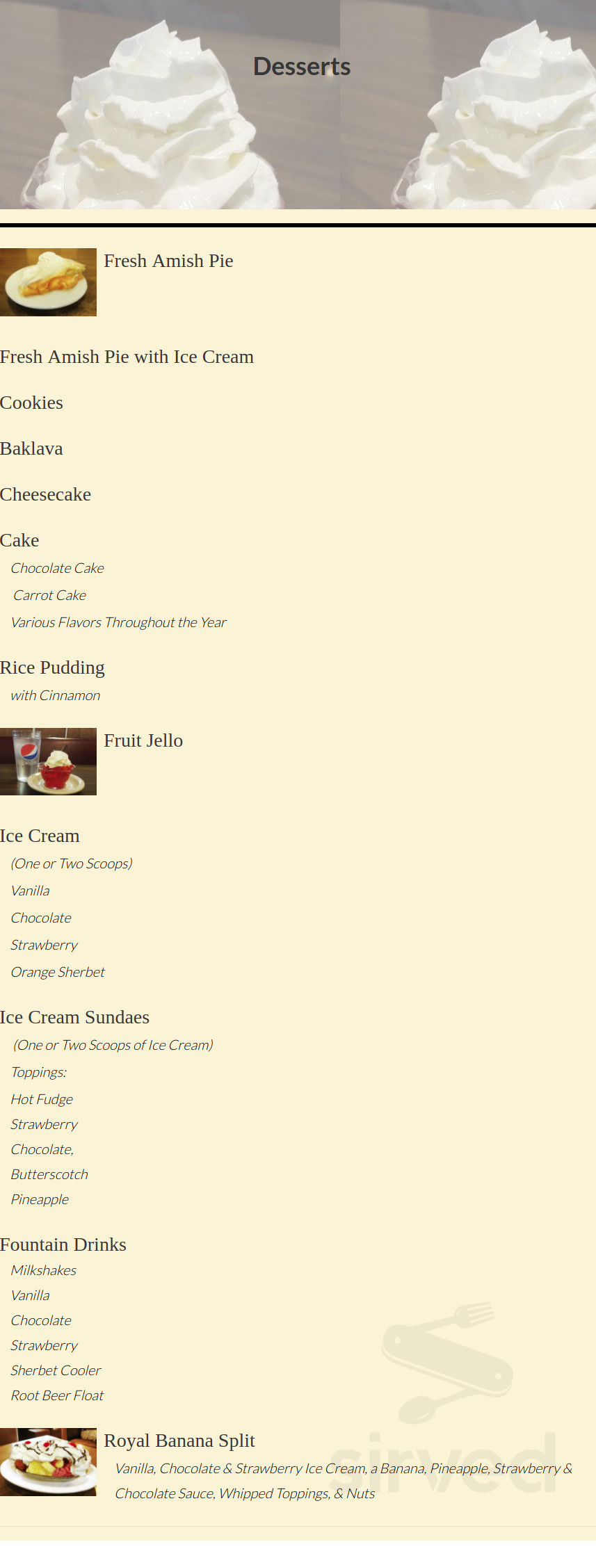 MANSFIELD Family Restaurant Westside menu in Mansfield, Ohio, USA