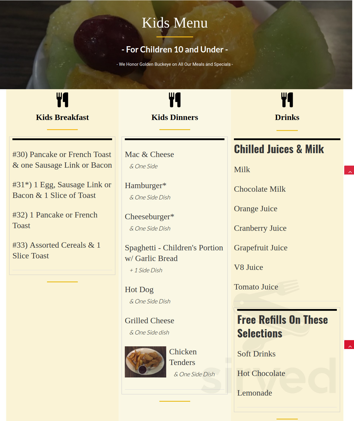 MANSFIELD Family Restaurant Westside menus in Mansfield, Ohio, United ...