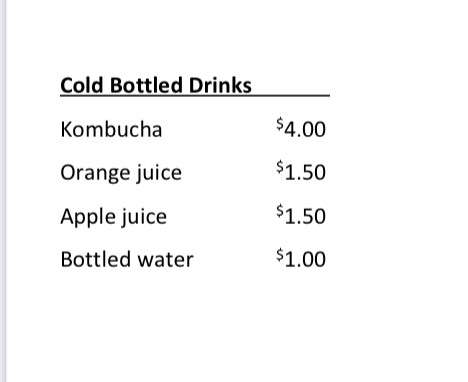 The Coffee Barn menu in Minot, North Dakota, USA