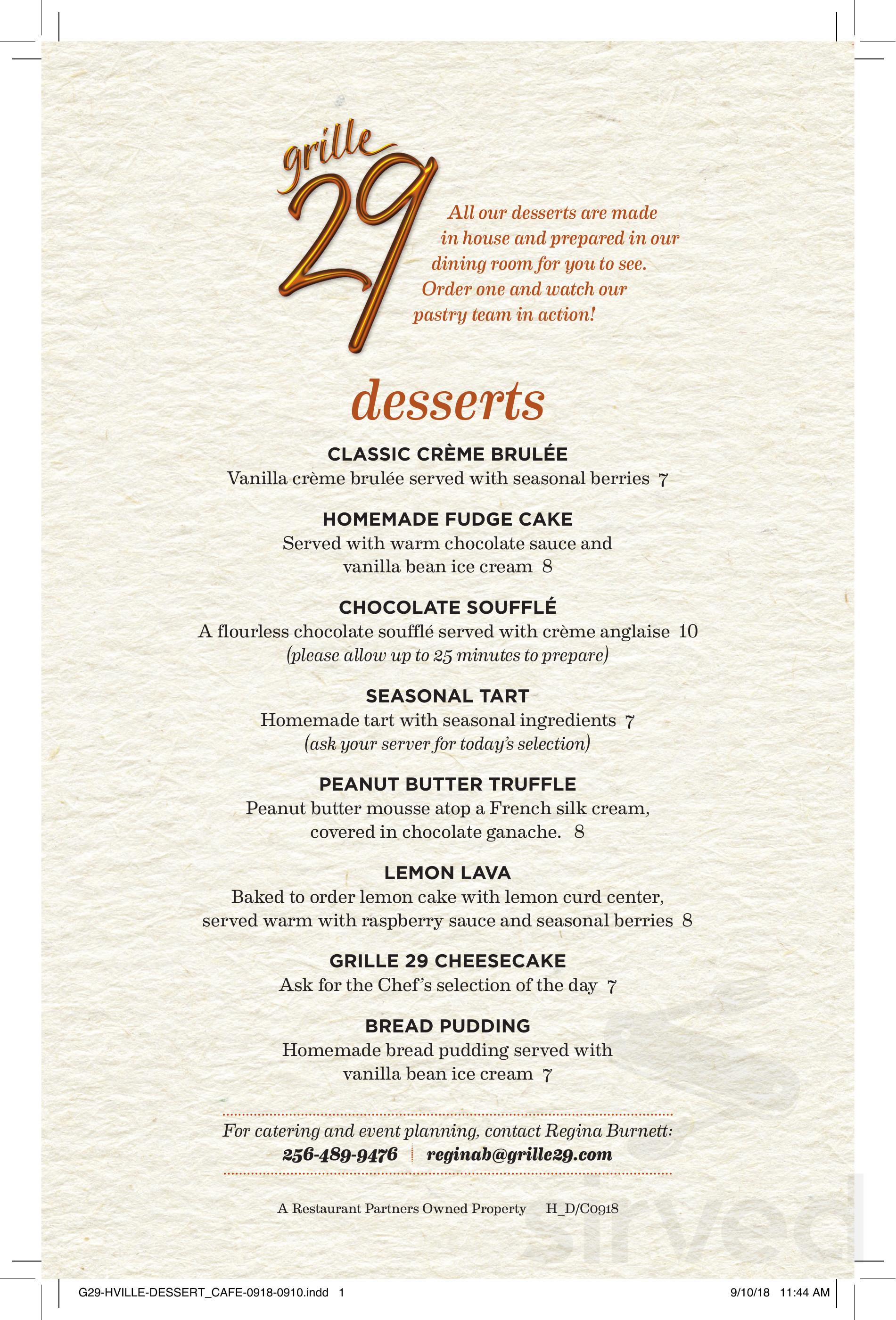 Grille on Main menu in Huntsville, Alabama, USA