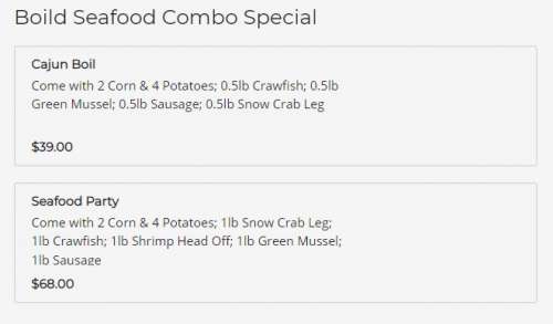 Cod Tail Seafood & Chicken menu in Charleston, South Carolina, USA