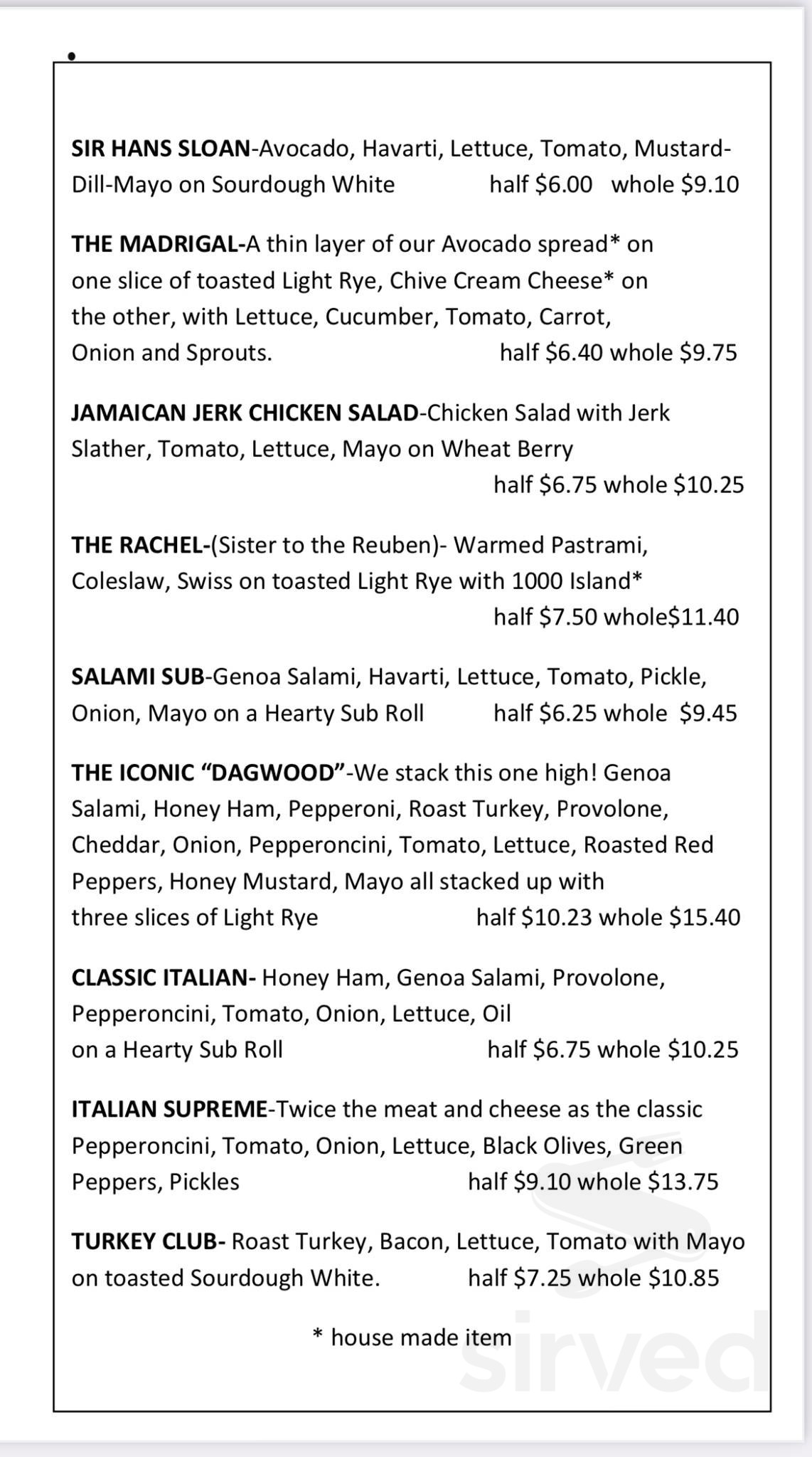 Menu - Brunswick ME's Bohemian Coffee House & Deli | Sirved