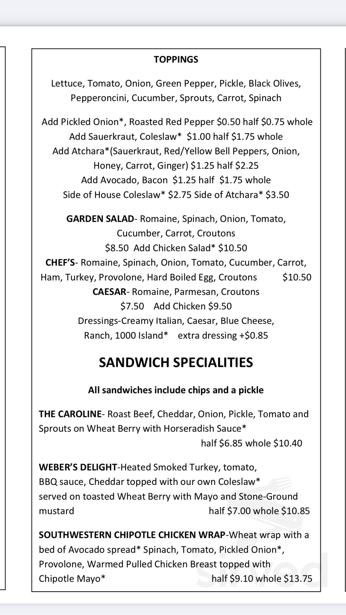 Menu - Brunswick ME's Bohemian Coffee House & Deli | Sirved