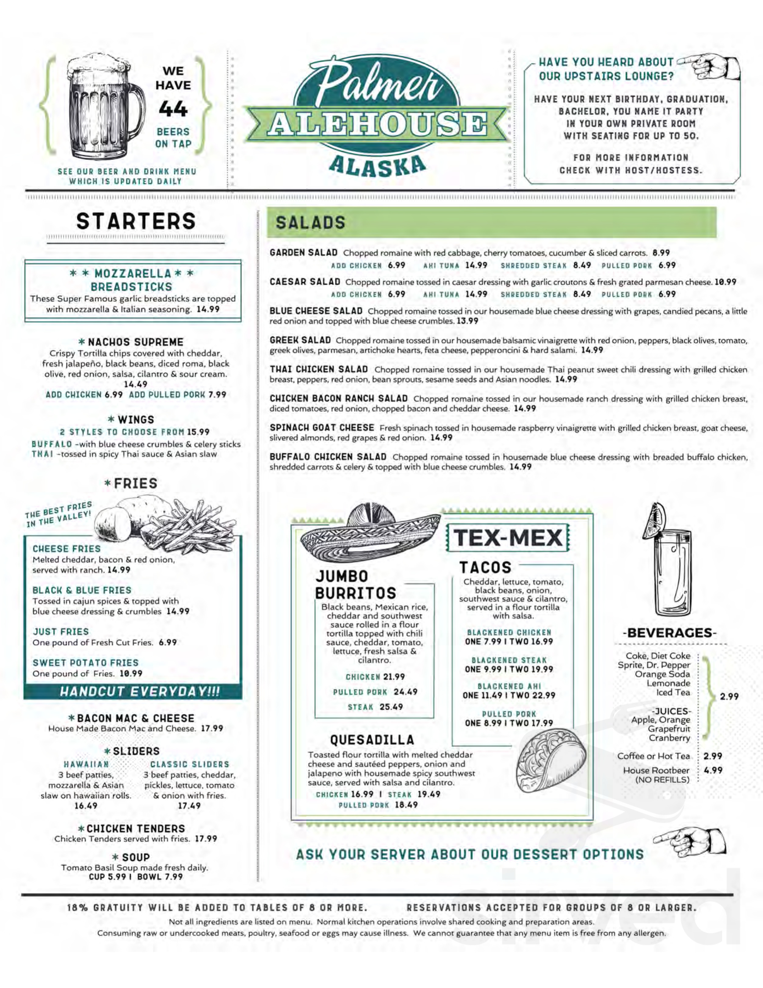 Palmer Alehouse menu in Palmer, Alaska, USA