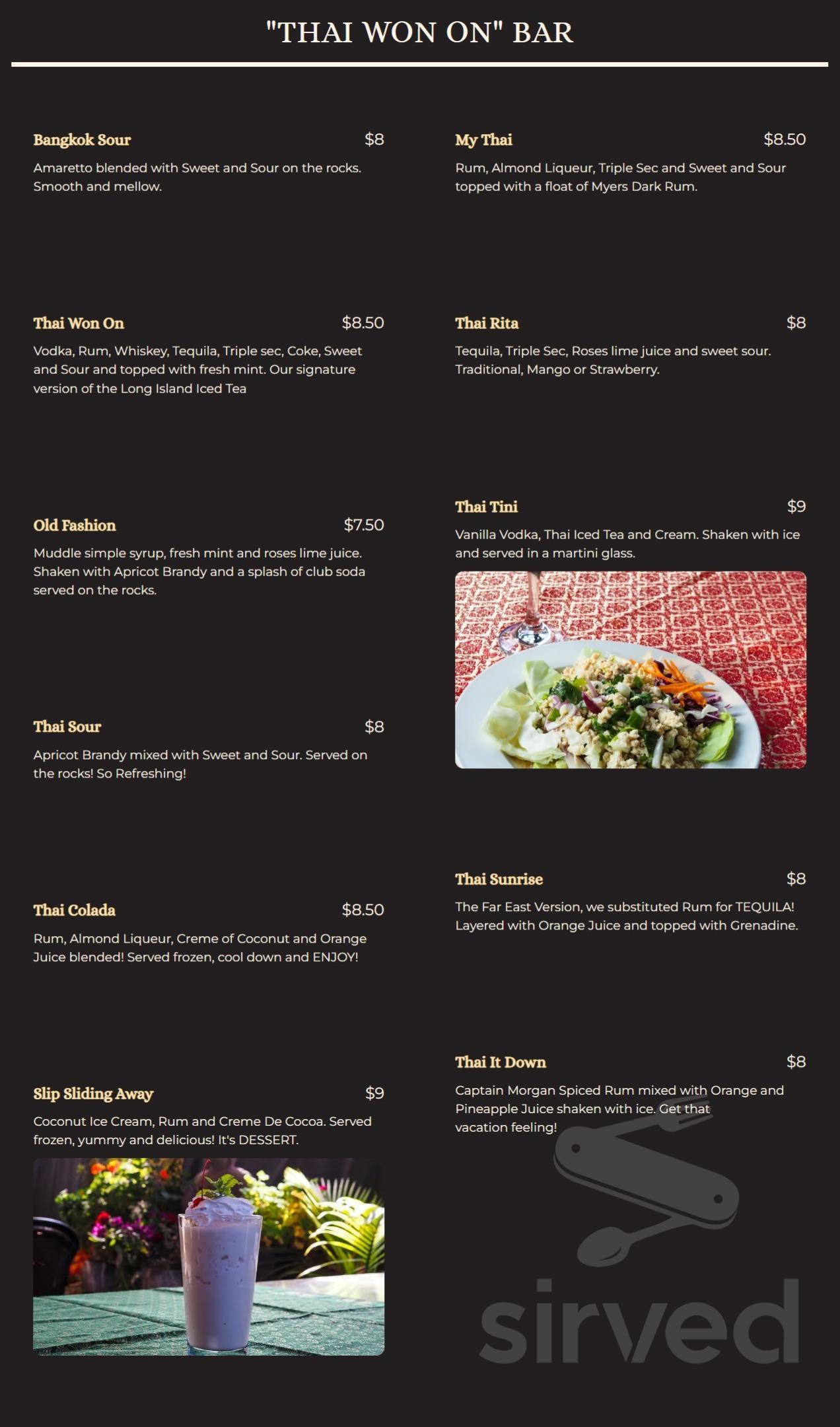 Thai Palace Oldtown menu in Cottonwood, Arizona, USA