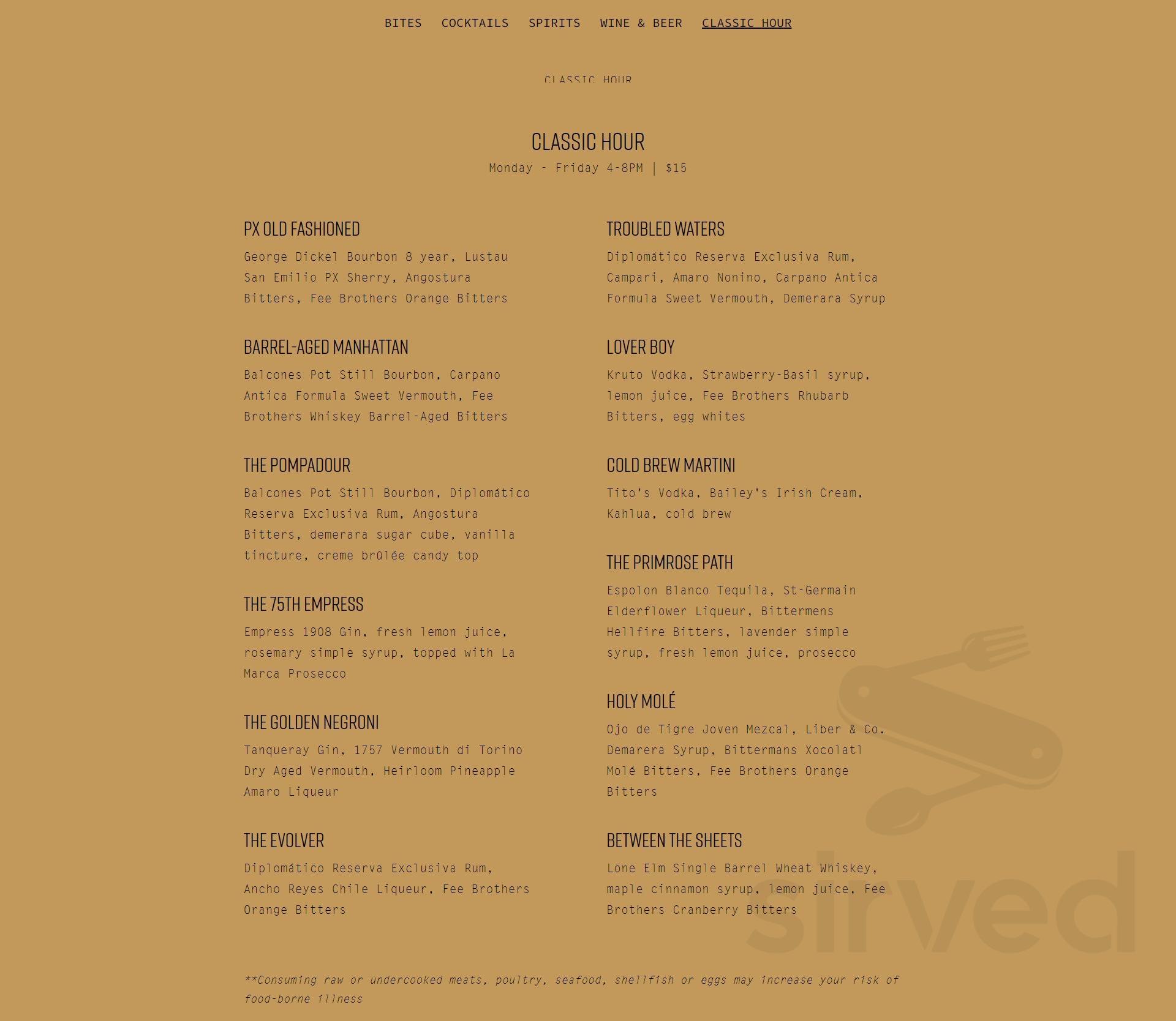 Bourbon & Banter menu in Dallas, Texas, USA