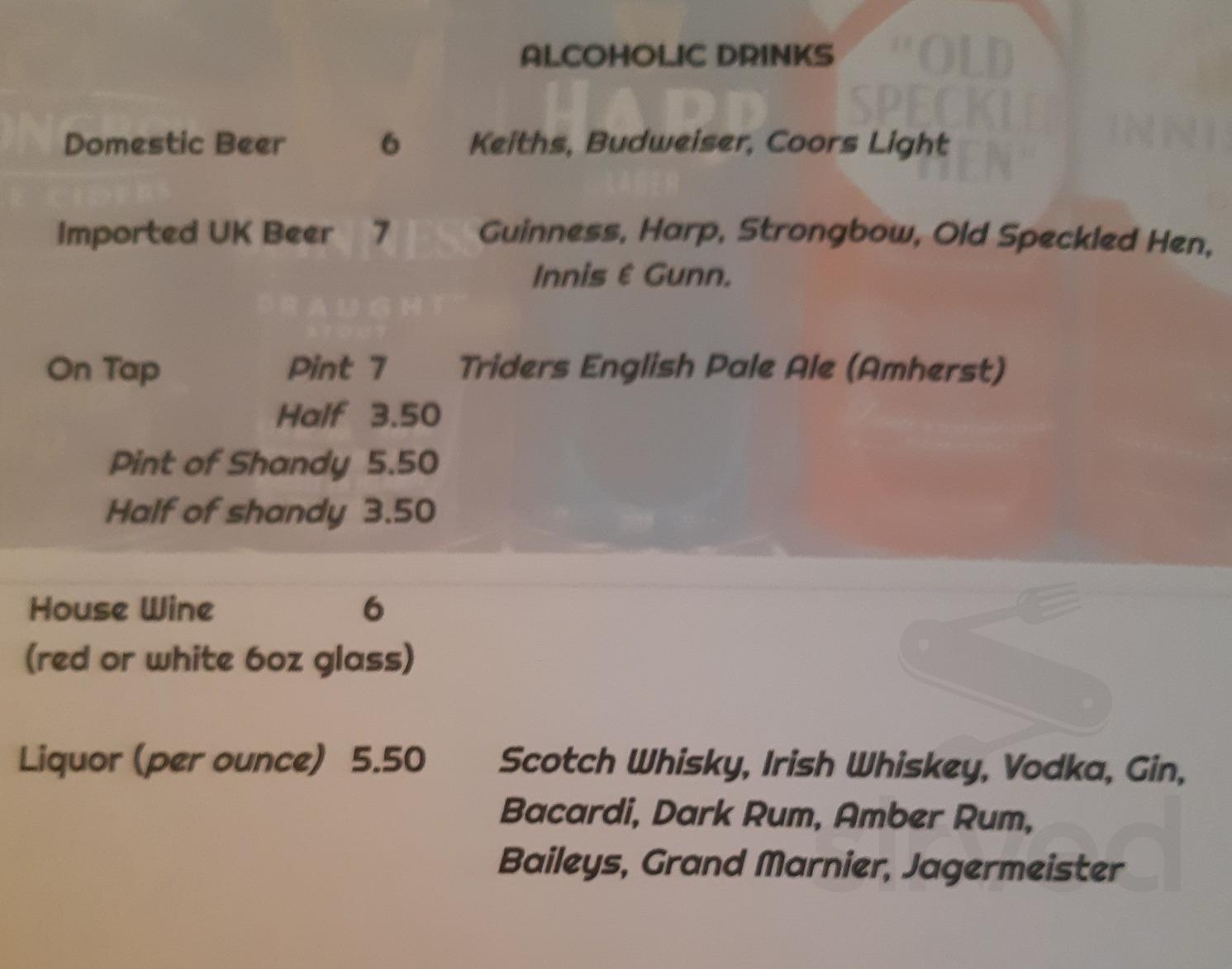 Menu - Truro NS's Great British Grub cafe | Sirved