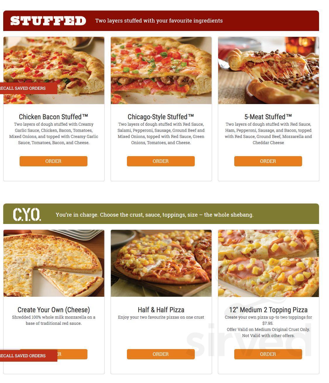 Papa Murphy's Pizza menus in Edmonton, Alberta, Canada