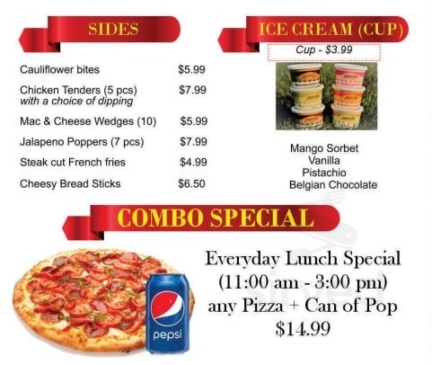 Flame Pizzeria(Tamarack) menus in Edmonton, Alberta, Canada