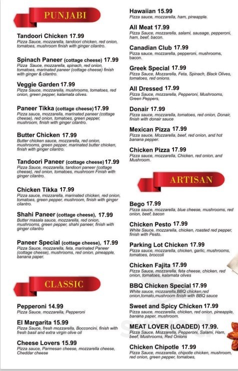 Flame Pizzeria(Tamarack) menus in Edmonton, Alberta, Canada