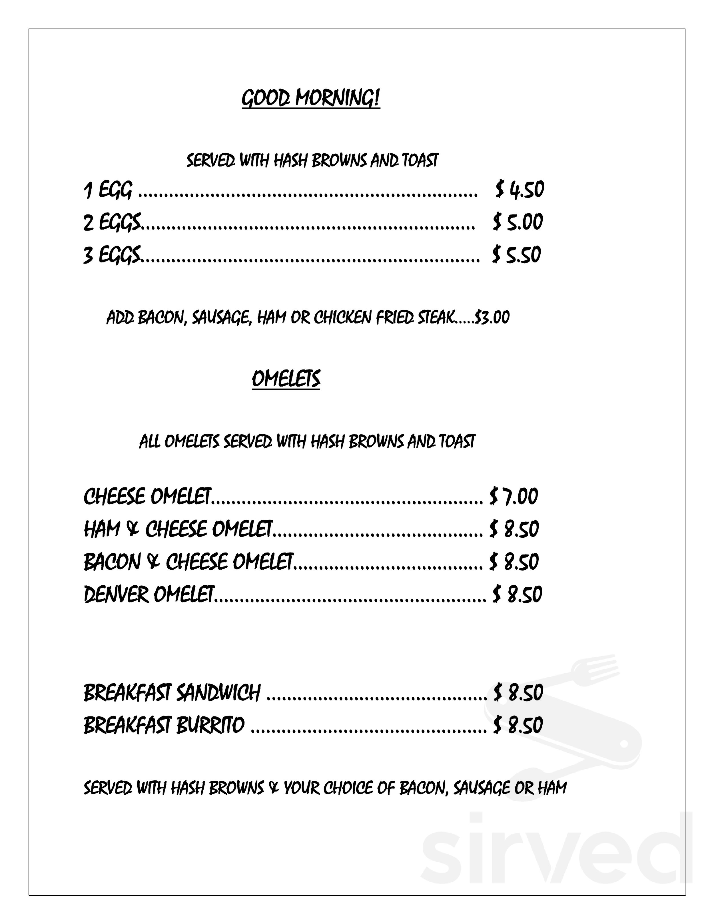 The Eagle's Nest menu in Dietrich, Idaho, USA