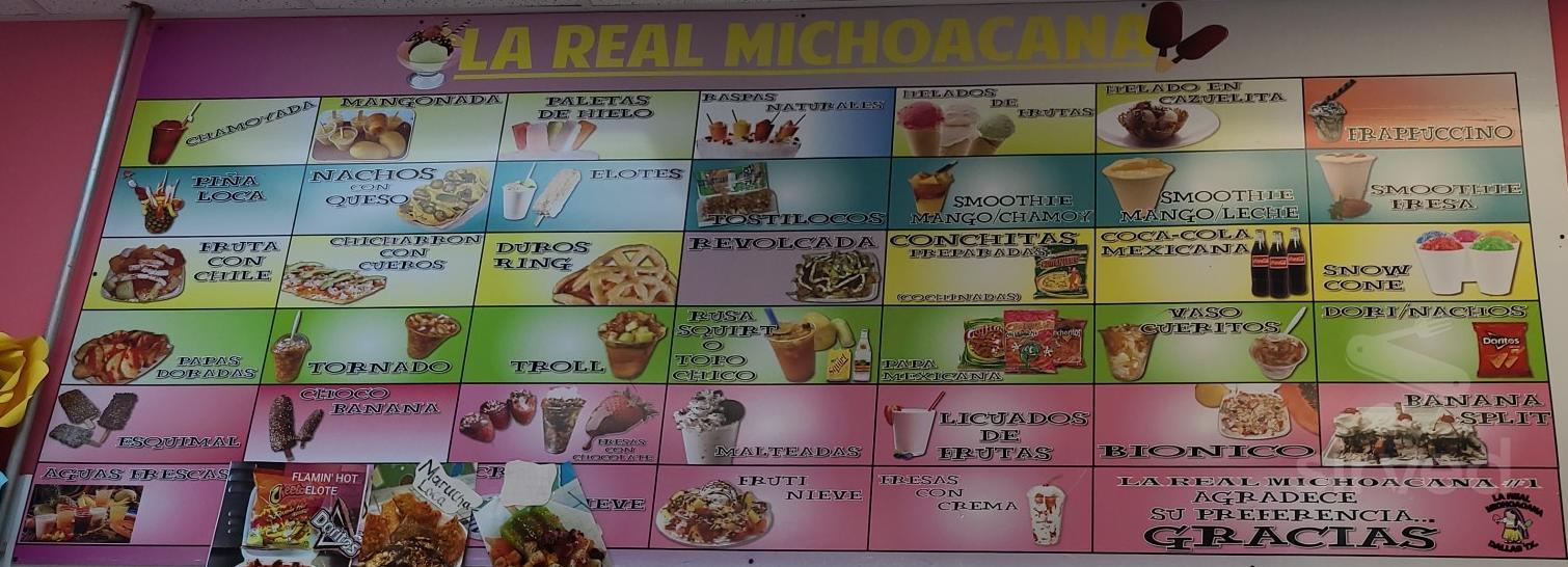La Real Michoacana I menu in Dallas, Texas, USA