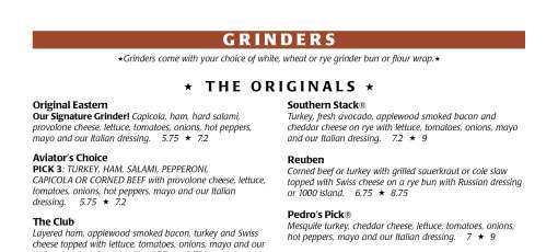 Menu for Grinders Above & Beyond of Hartville in Hartville, OH | Sirved