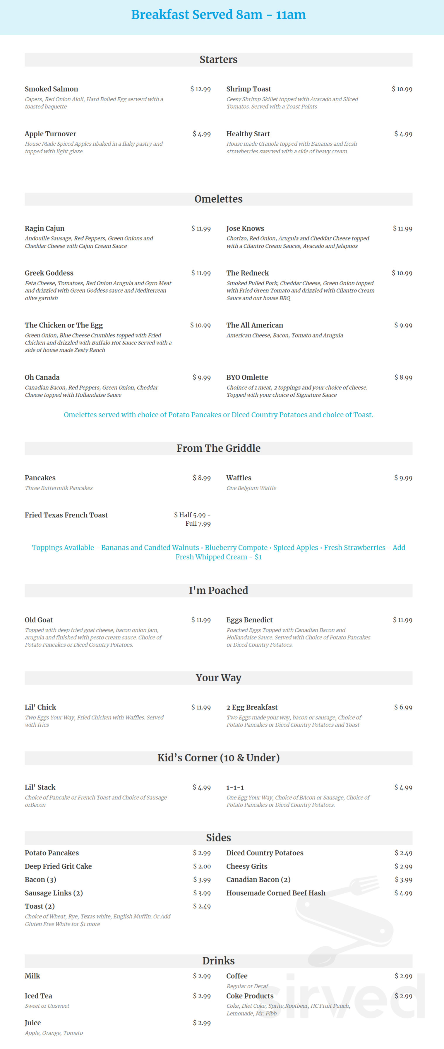 Fifth Avenue Streatery menu in Mt Dora, Florida, USA