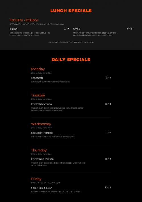 The Brick House Tap & Grill menu in Irwin, Pennsylvania, USA