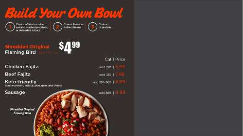 Flaming Bird By H-E-B menu in San Antonio, Texas, USA