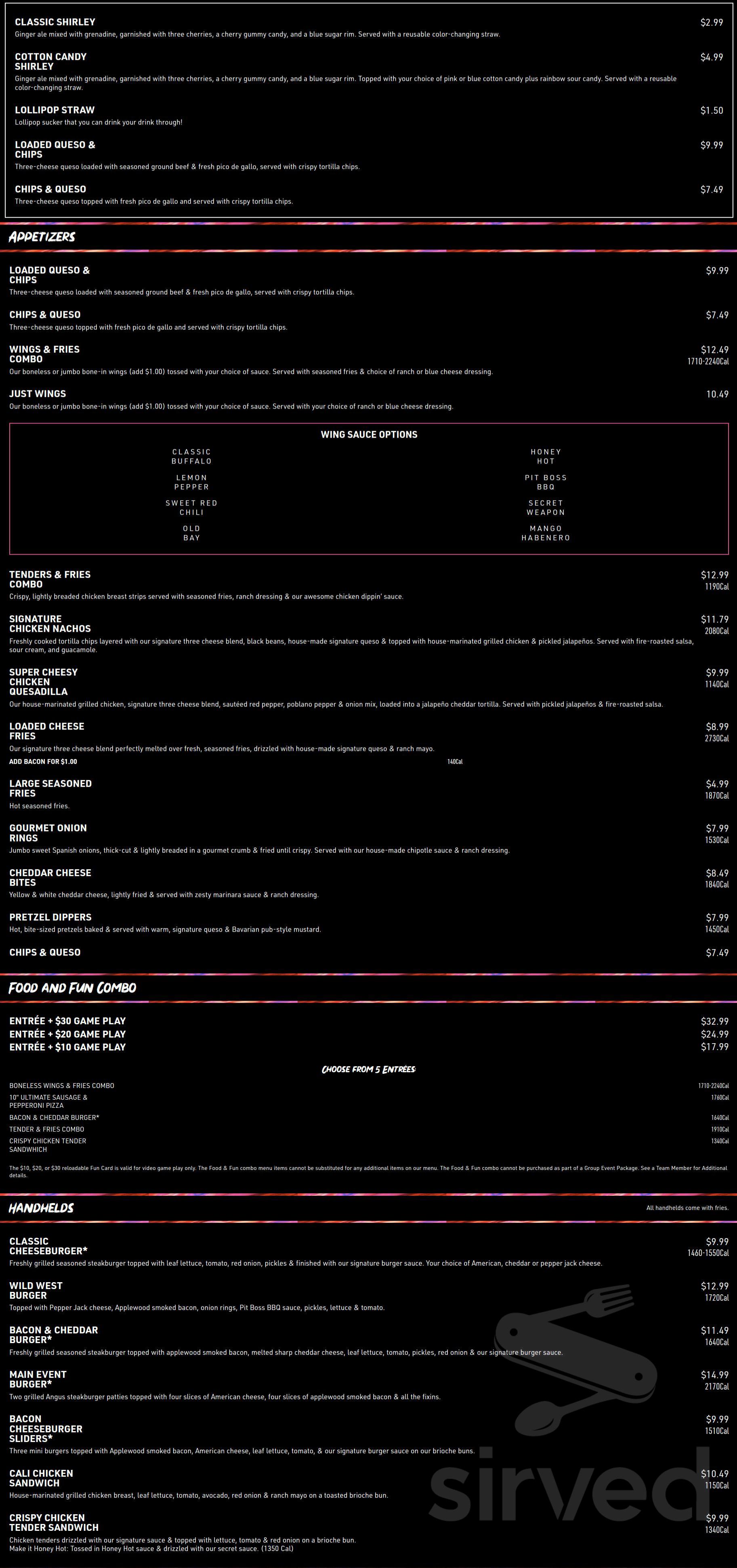 Main Event Pharr menu in Pharr, Texas, USA