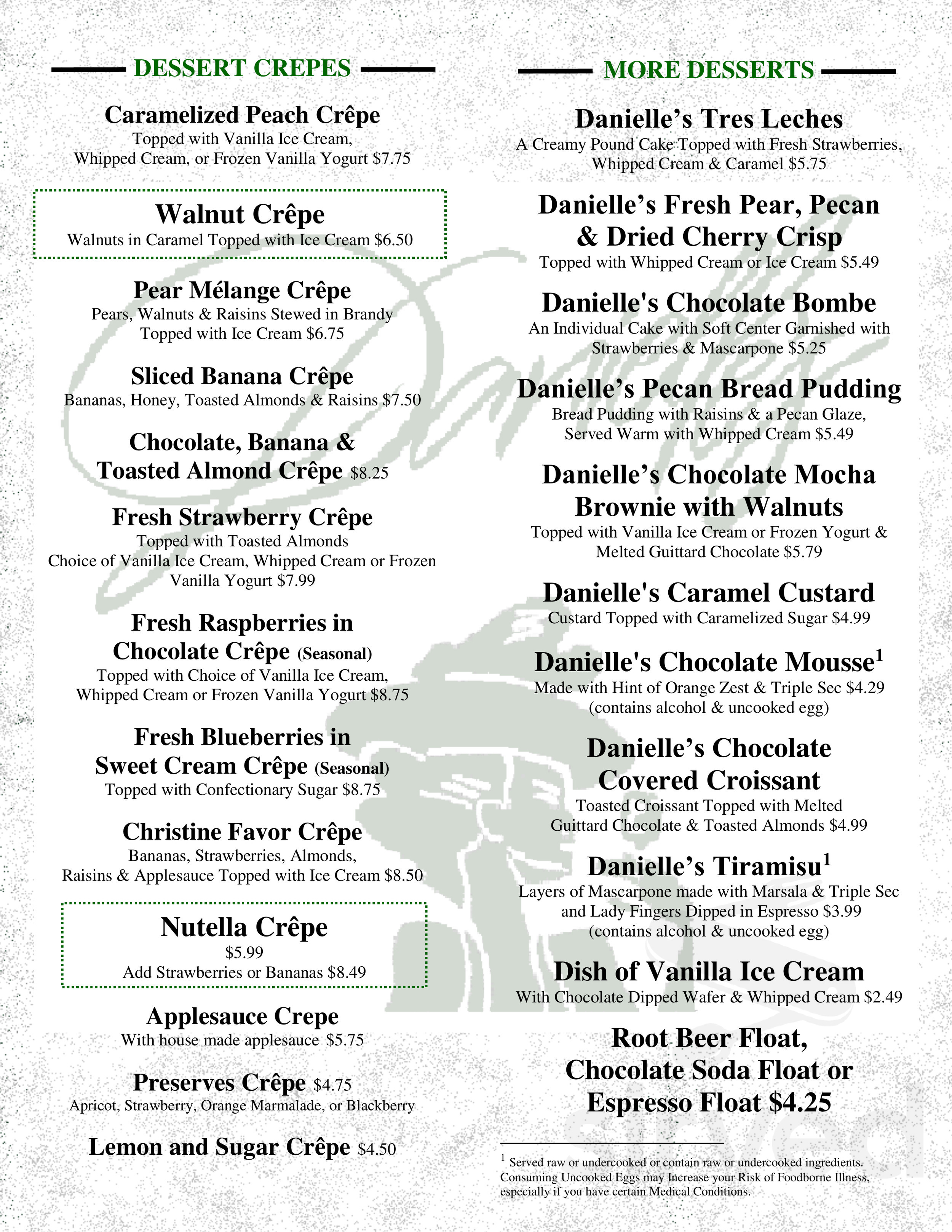 Danielle's Crêperie menus in Sacramento, California, United States