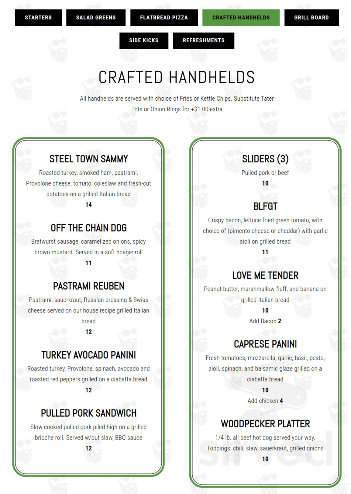 District House of Taps menu in Fayetteville, North Carolina, USA