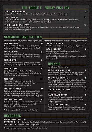 Drunken Cobra menu in Wauwatosa, Wisconsin, USA