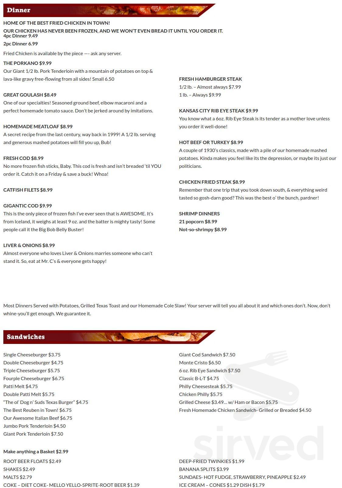 Mr. C's Family Restaurant menus in Rockford, Illinois, United States