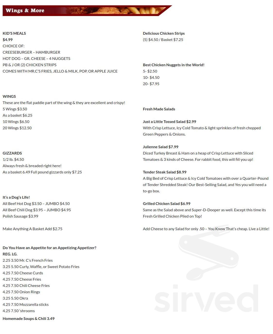 Mr. C's Family Restaurant menus in Rockford, Illinois, United States
