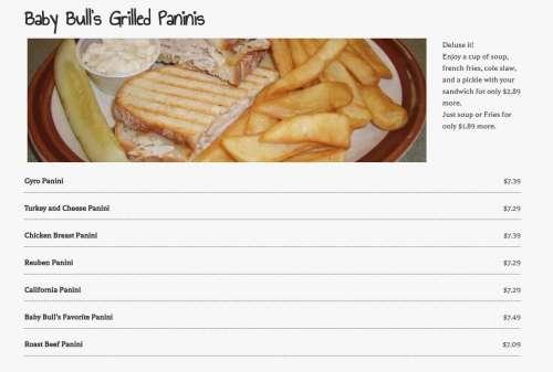 Baby Bull's Family Restaurant menu in Pontiac, Illinois, USA