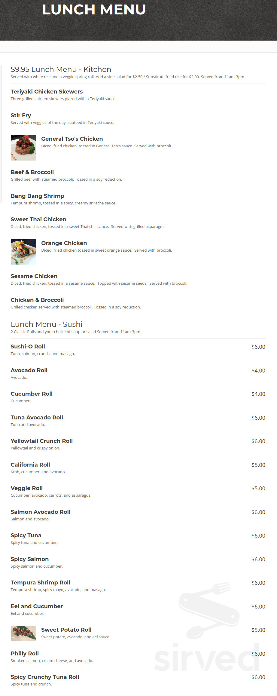 World Fusion menu in Lecanto, Florida, USA