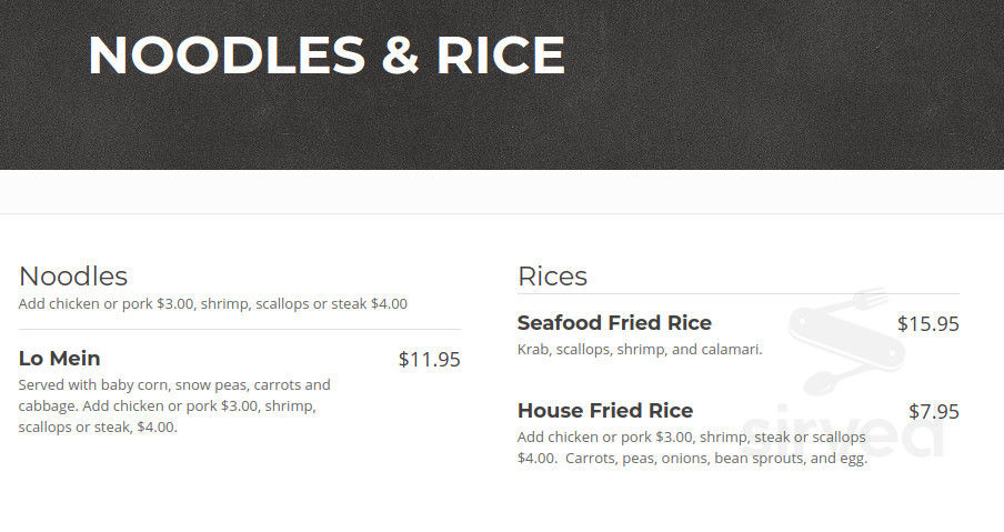 World Fusion menu in Lecanto, Florida, USA