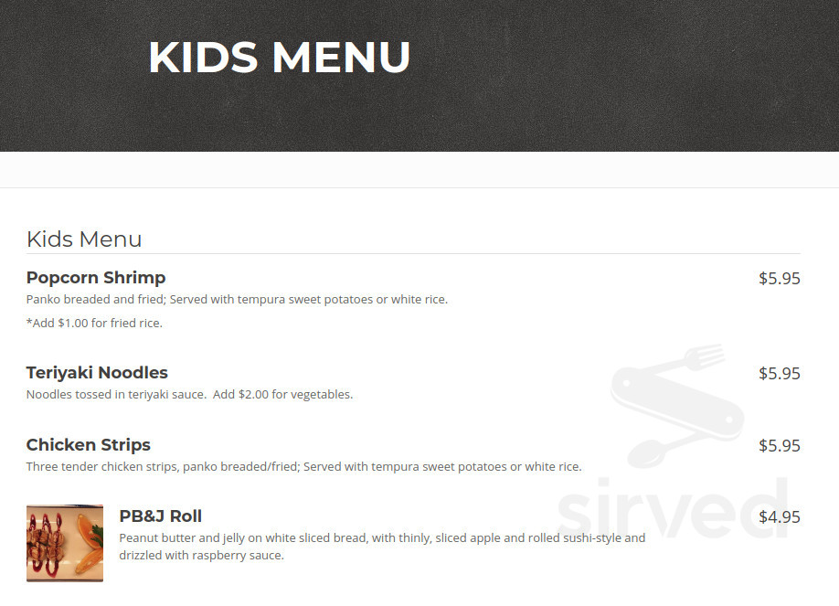 World Fusion menu in Lecanto, Florida, USA