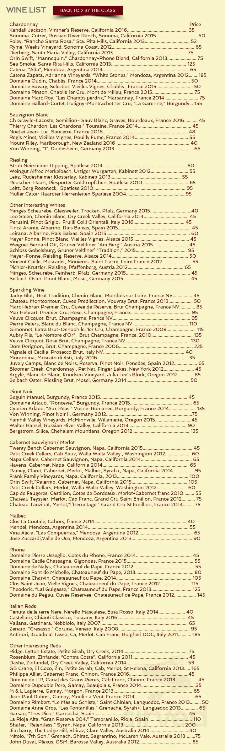 Kimberton Inn menu in Kimberton, Pennsylvania, USA