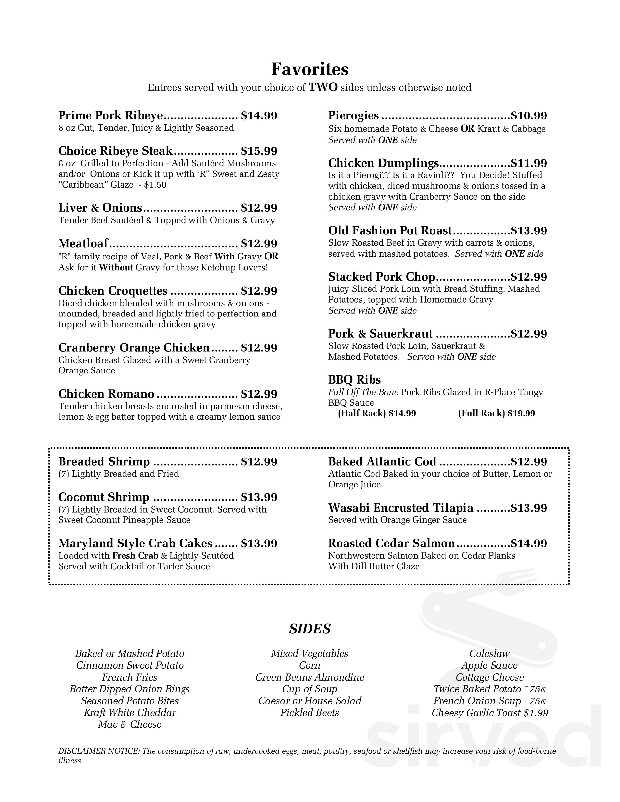 R-Place Event Venue, Restaurant, Catering & Bakery menu in Elizabeth ...