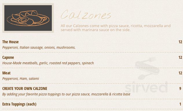 Sopranos Pizza & Pasta menu in Seattle, Washington, USA