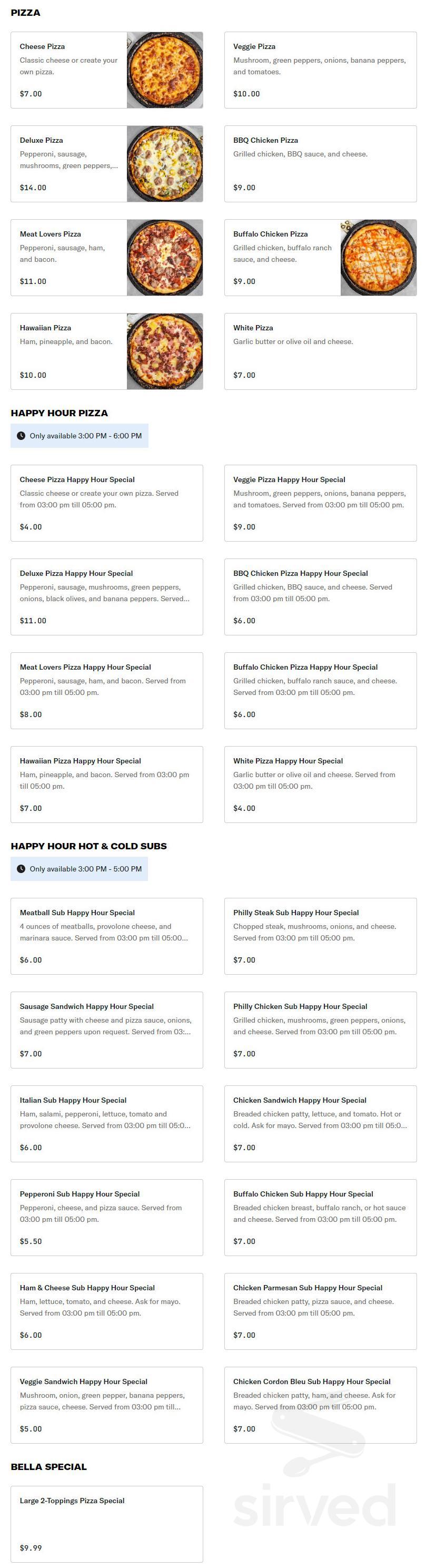 Bella Pizza Westpark menu in Cleveland, Ohio, USA