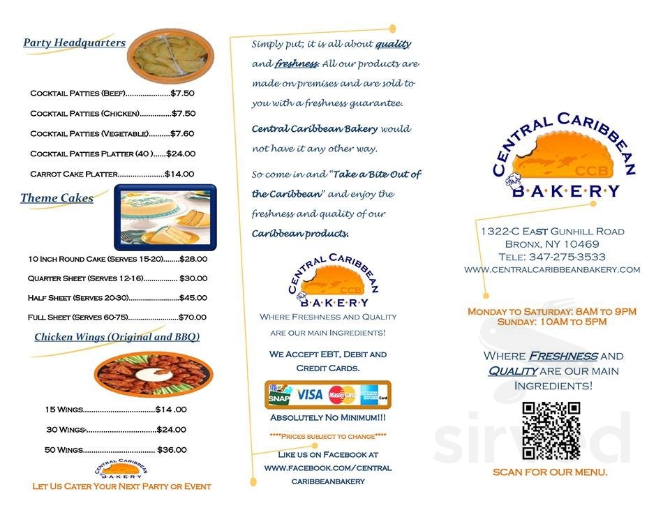 Menu for Central Caribbean Bakery in The Bronx, NY | Sirved