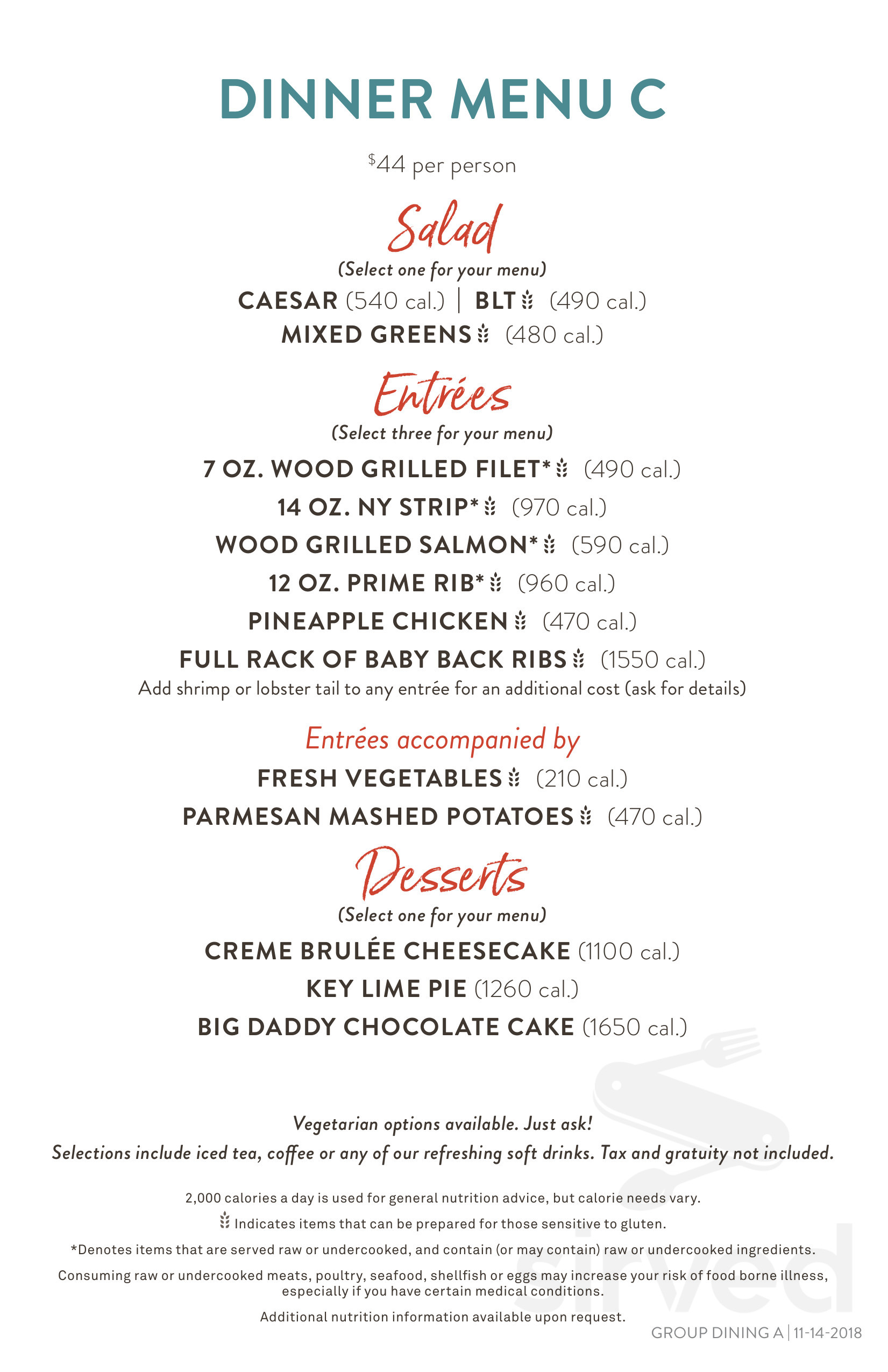 Firebirds Wood Fired Grill menu in Oklahoma City, Oklahoma, USA