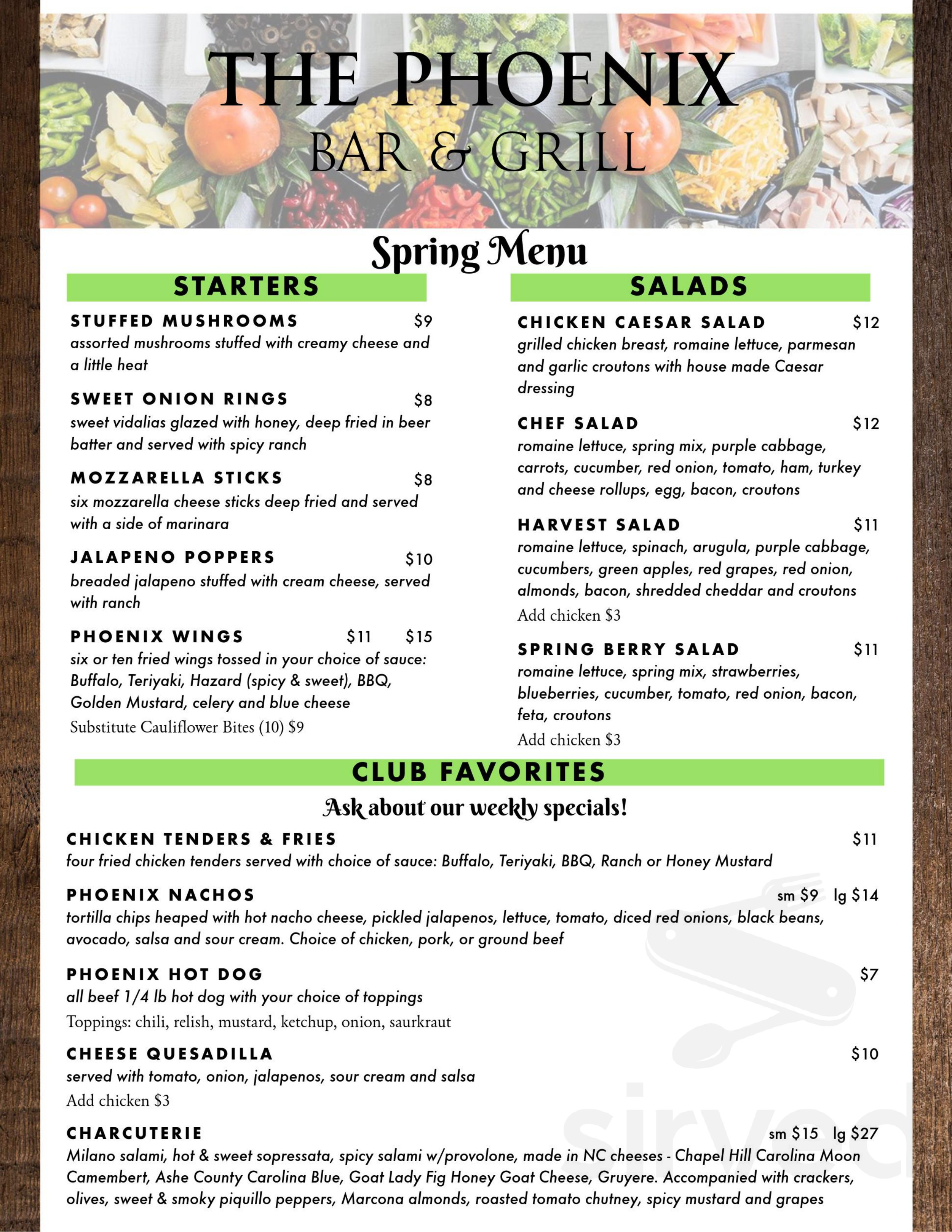 King's Grant Golf & Country Club menu in Fayetteville, North Carolina, USA