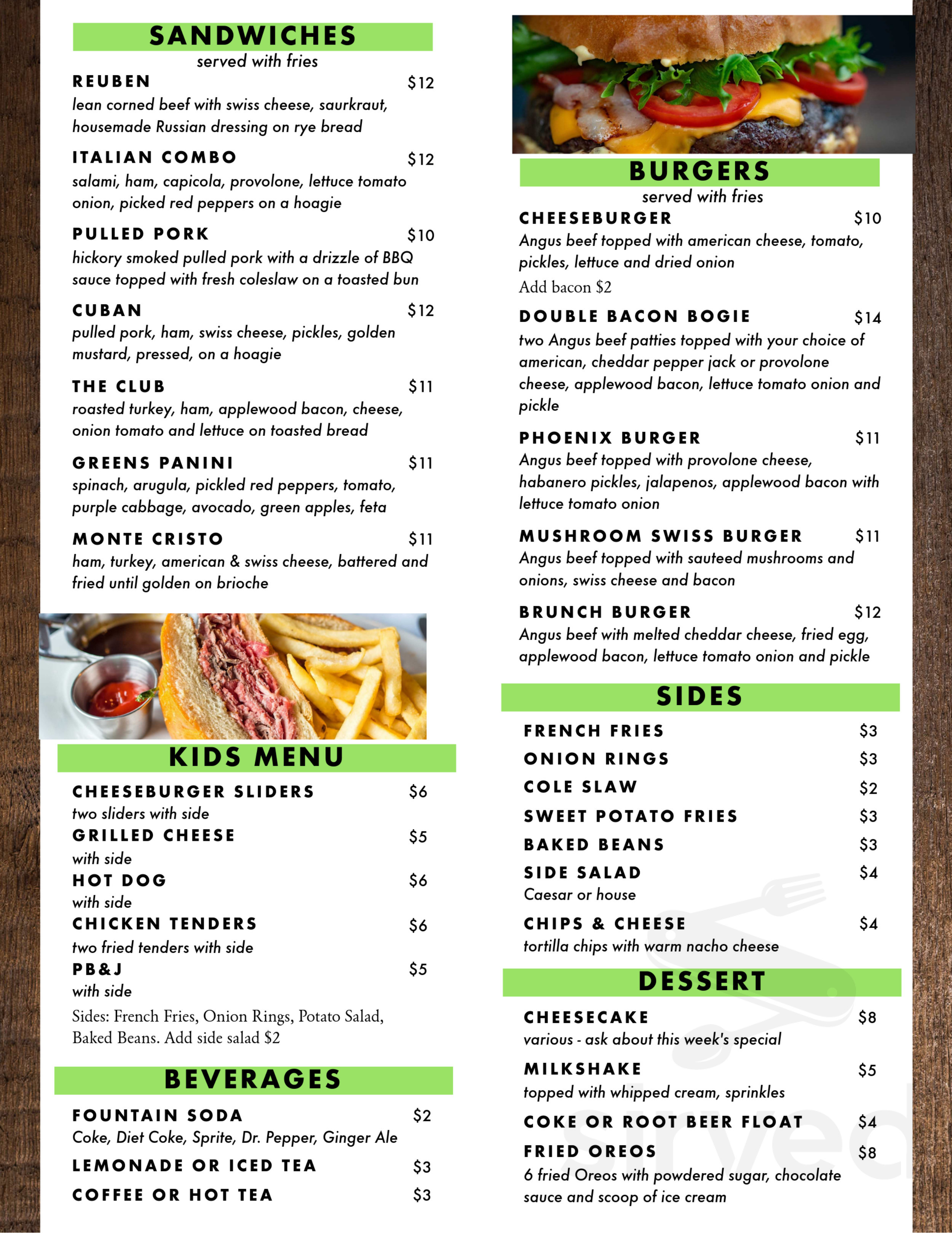 King's Grant Golf & Country Club menu in Fayetteville, North Carolina, USA