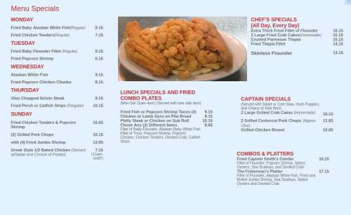 Mayflower Seafood Restaurant menu in Concord, North Carolina, USA