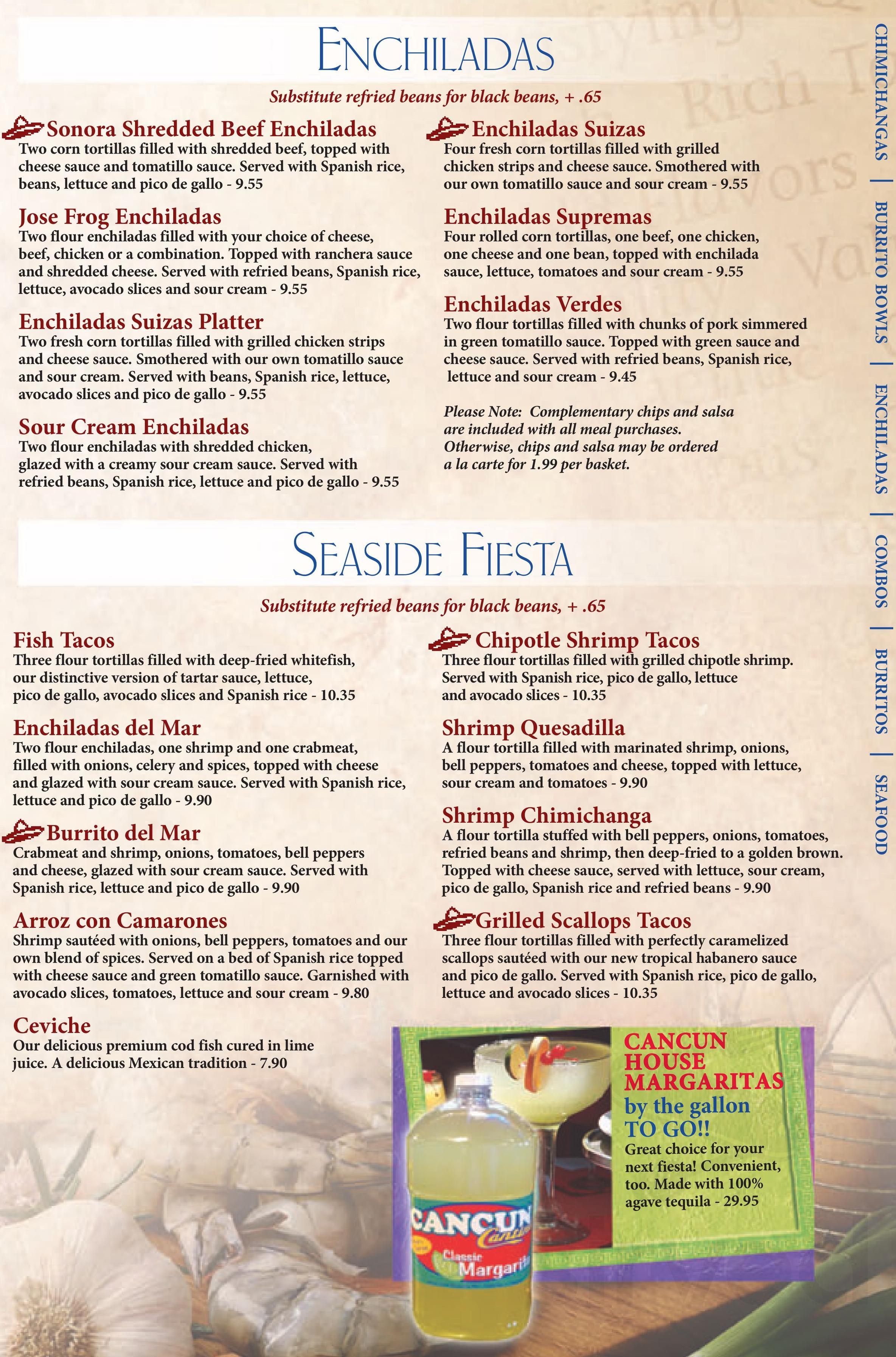 Menu - Carmel IN's Cancun Mexican Restaurant | Sirved