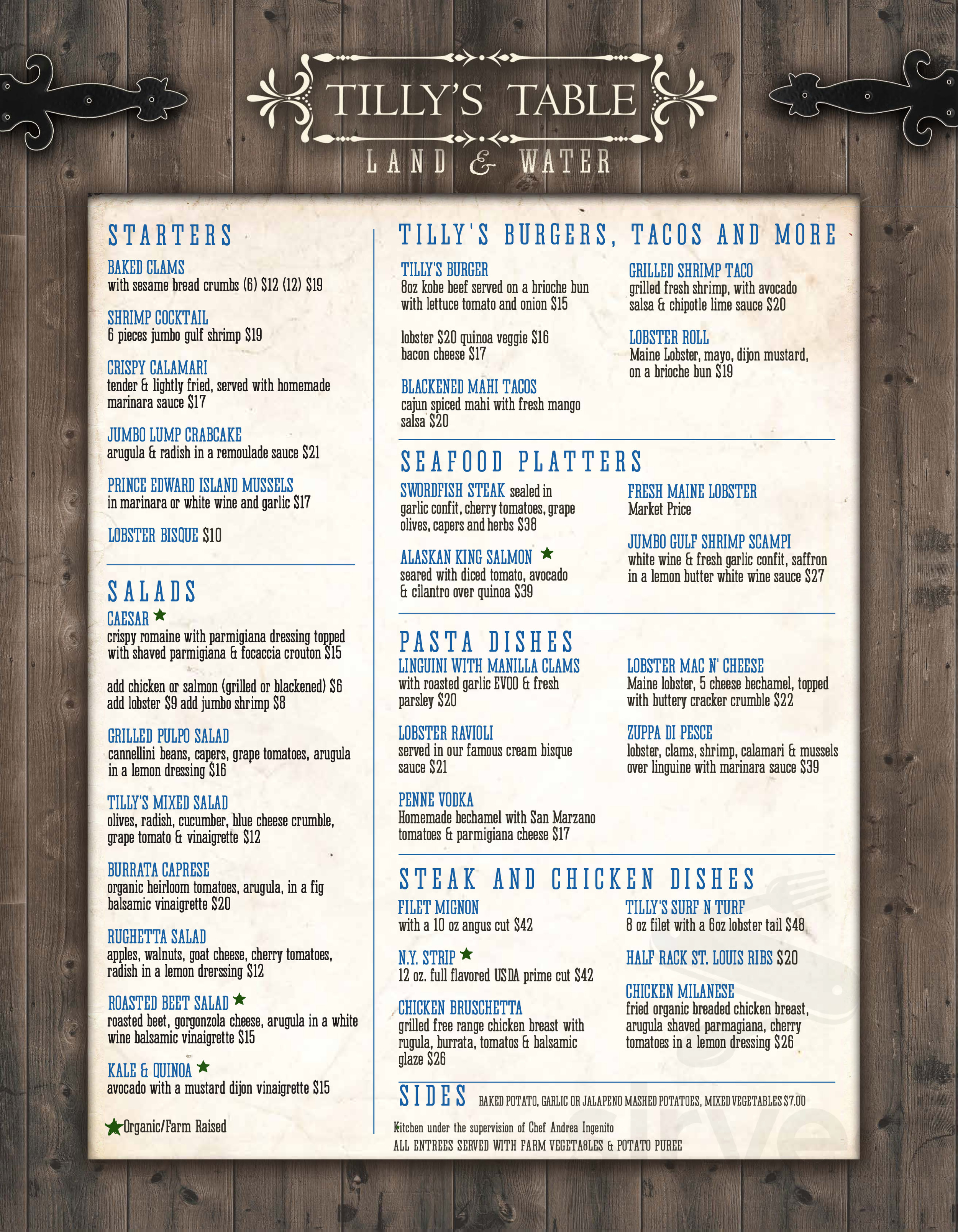 Menu for Tilly's Table in Brewster, NY | Sirved