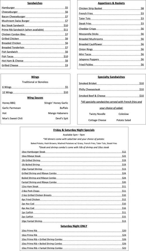 Jeronimo's Bar & Grill menu in Springbrook, Iowa, USA