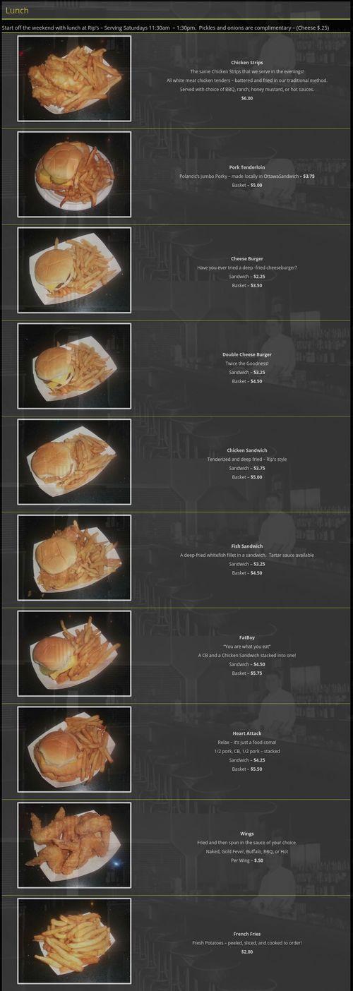 Rip's Tavern menu in Ladd, Illinois, USA