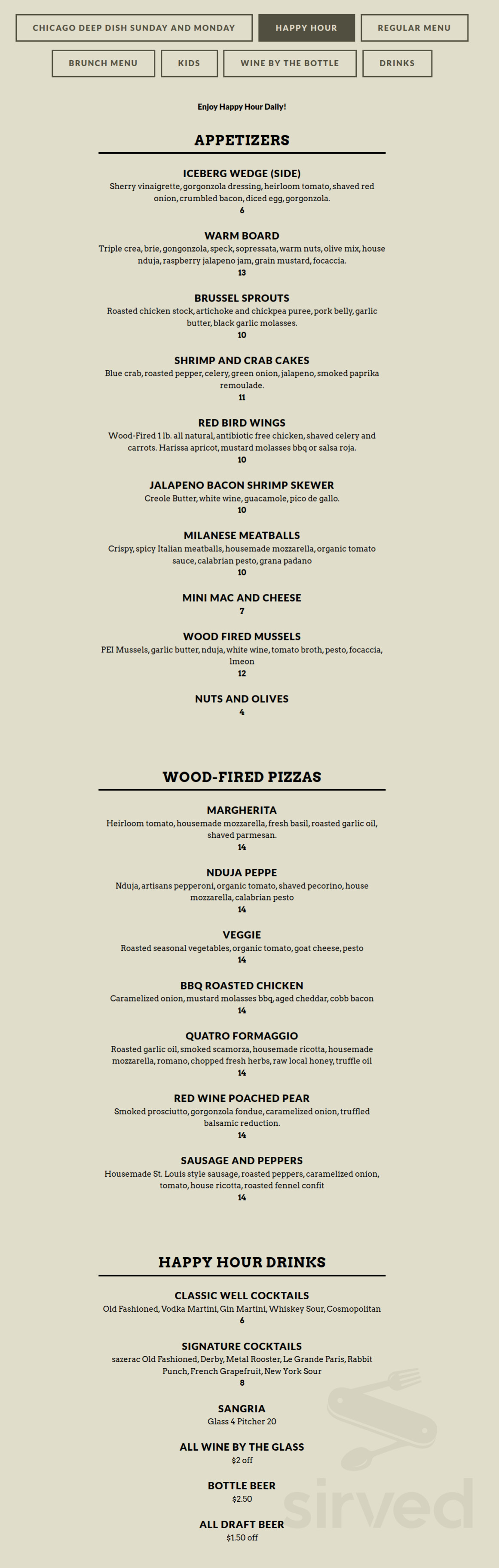 Timber Wood Fire Bistro menu in Omaha, Nebraska, USA