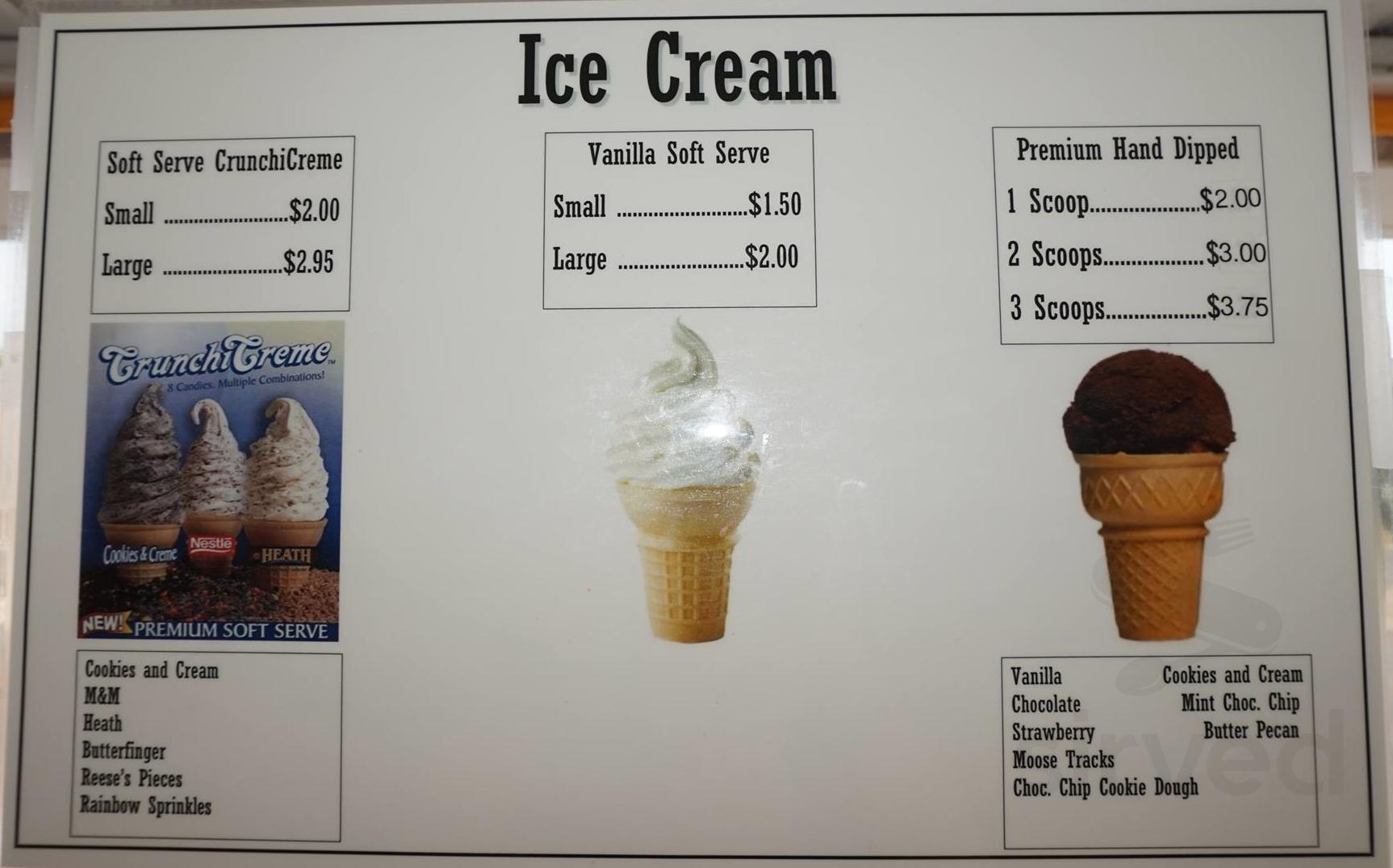 Sno Biz menu in Columbus, Indiana, USA