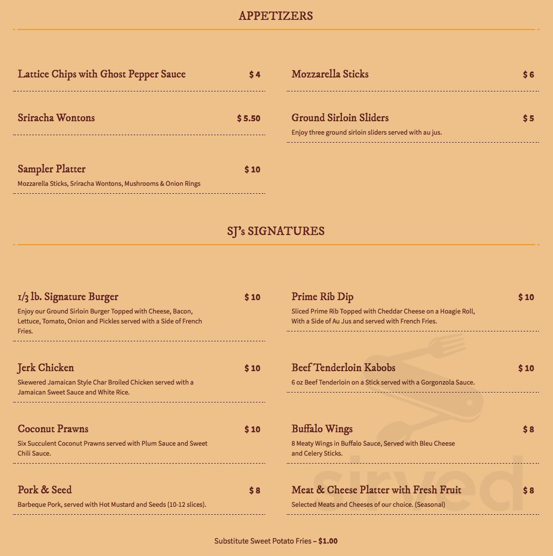 Menu for Smokey Joe's Cigar Lounge in Fife, WA | Sirved