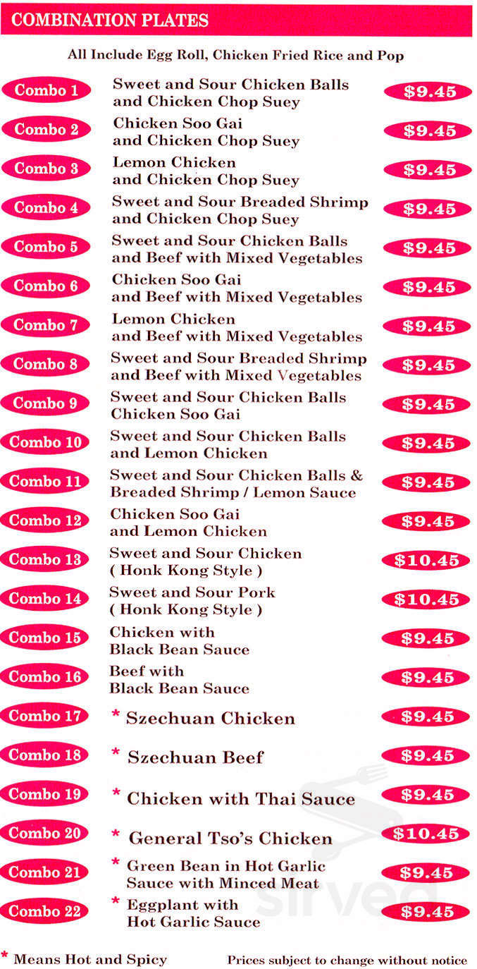 Blue Sky Garden Restaurant menu in Windsor, Ontario, Canada