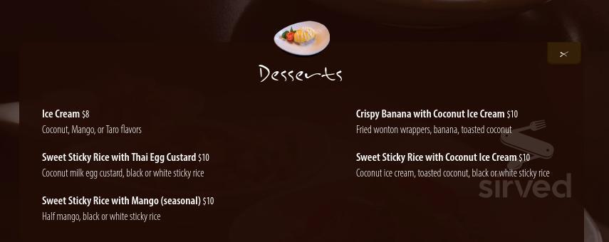 Ta Ra Rin Thai Cuisine-Coburg Road menu in Eugene, Oregon, USA